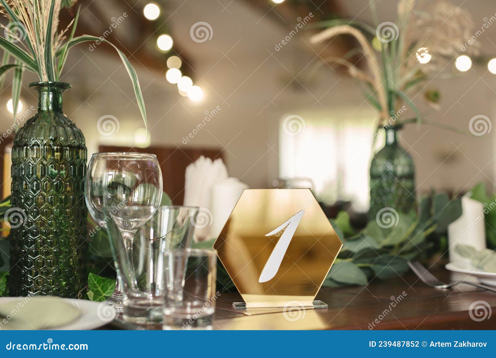 Guest Table Number. Wedding Table in the Restaurant Stock Photo - Image ...