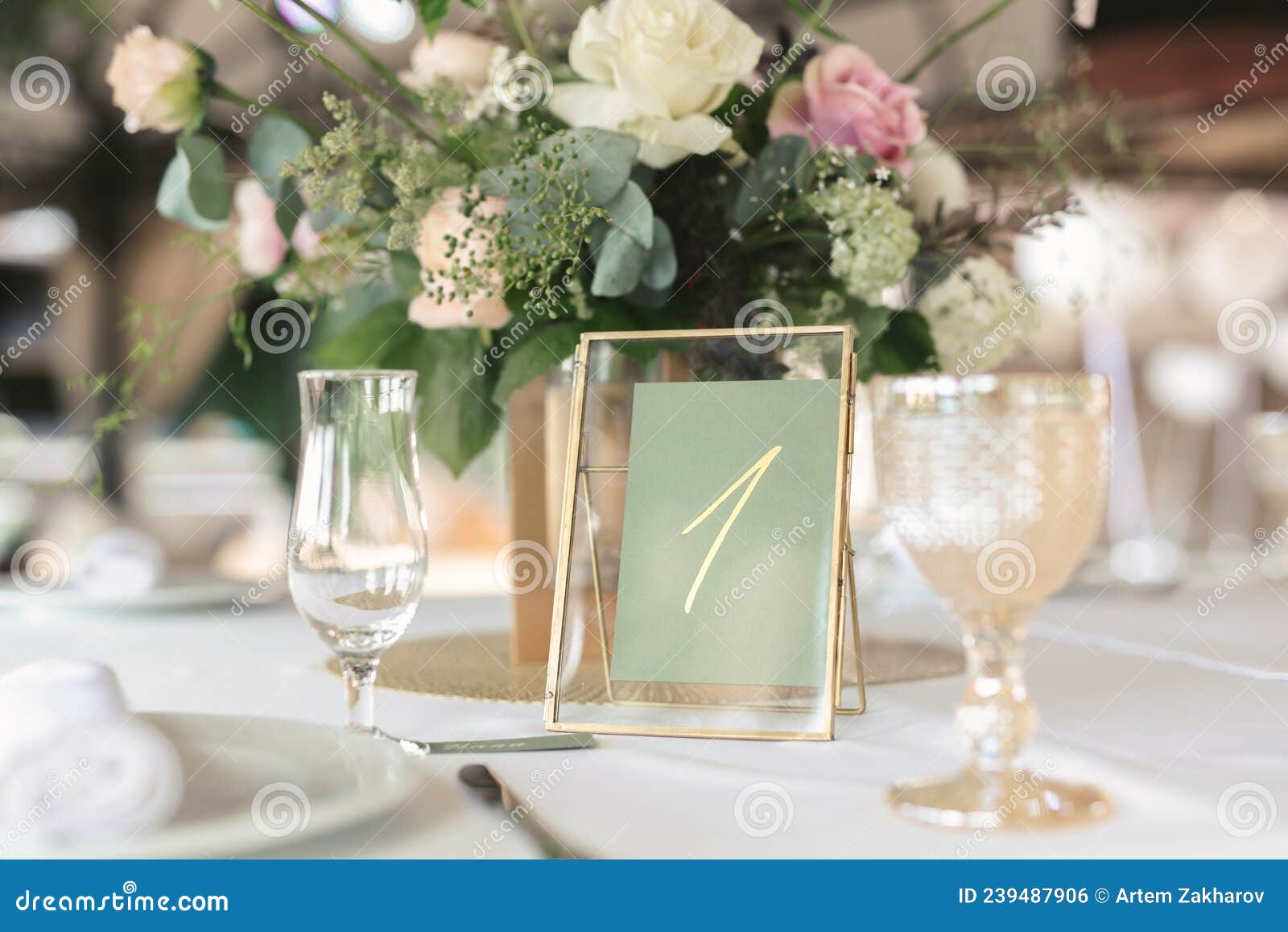 Guest Table Number. Wedding Table in the Restaurant Stock Photo - Image ...
