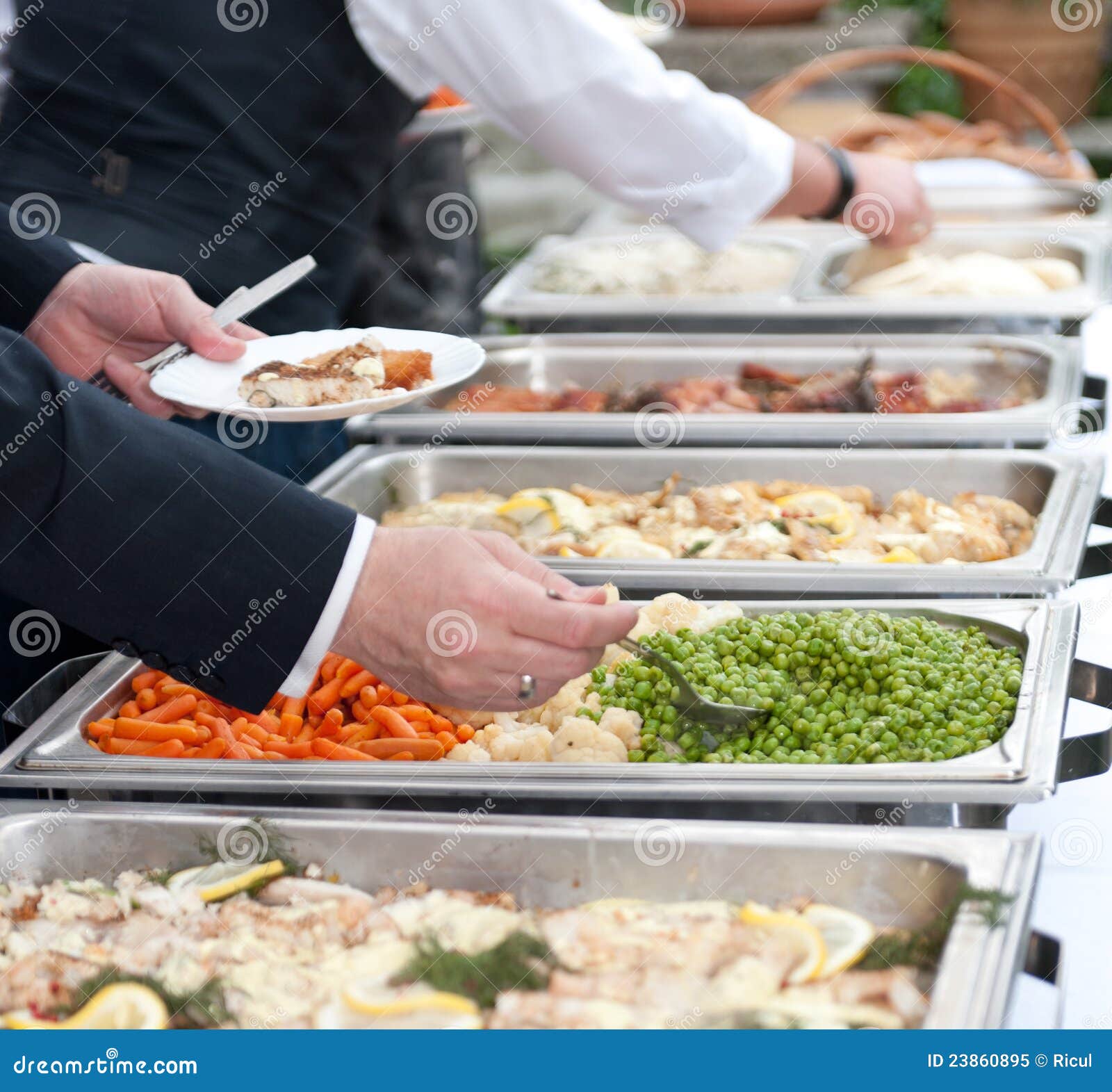 Guests at the buffet stock image. Image of second, helping - 23860895