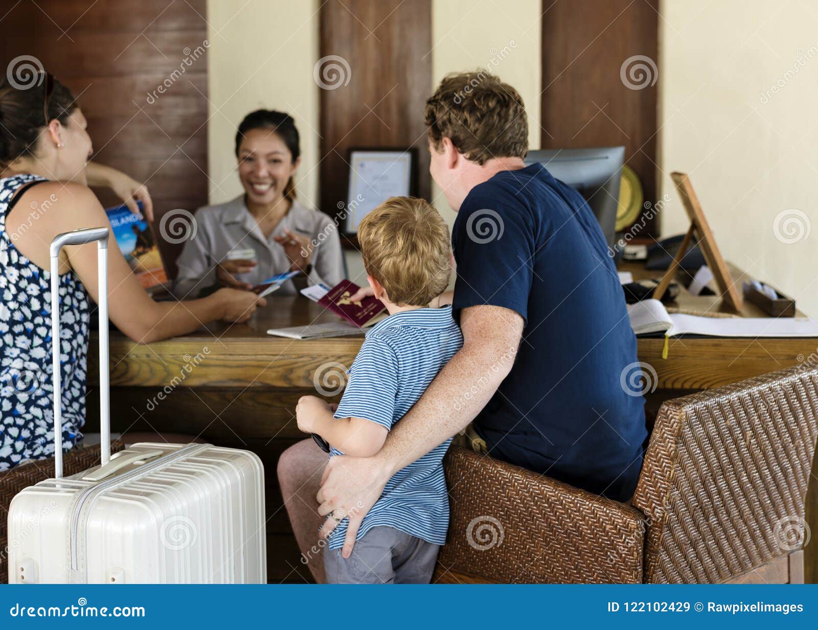 Guests Checking in To a Resort Stock Image - Image of caucasian, people ...