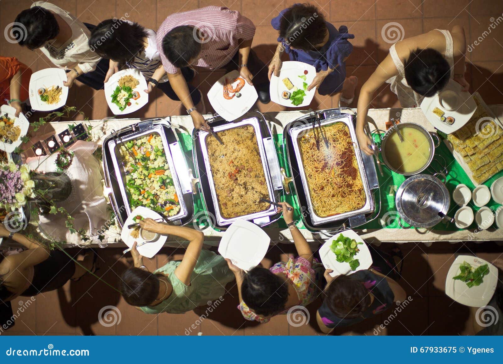 Guests Eating in a Buffet Setting Stock Image - Image of servant ...