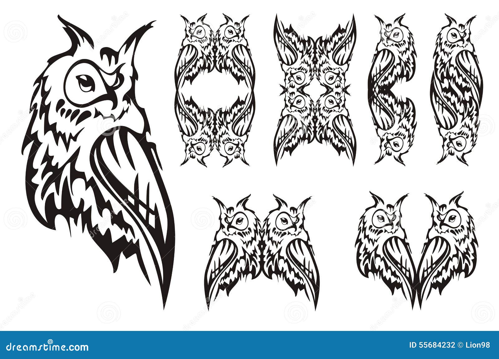 Gufo Tribale Tatuaggio Design Illustrazione Vettoriale - Illustrazione ...