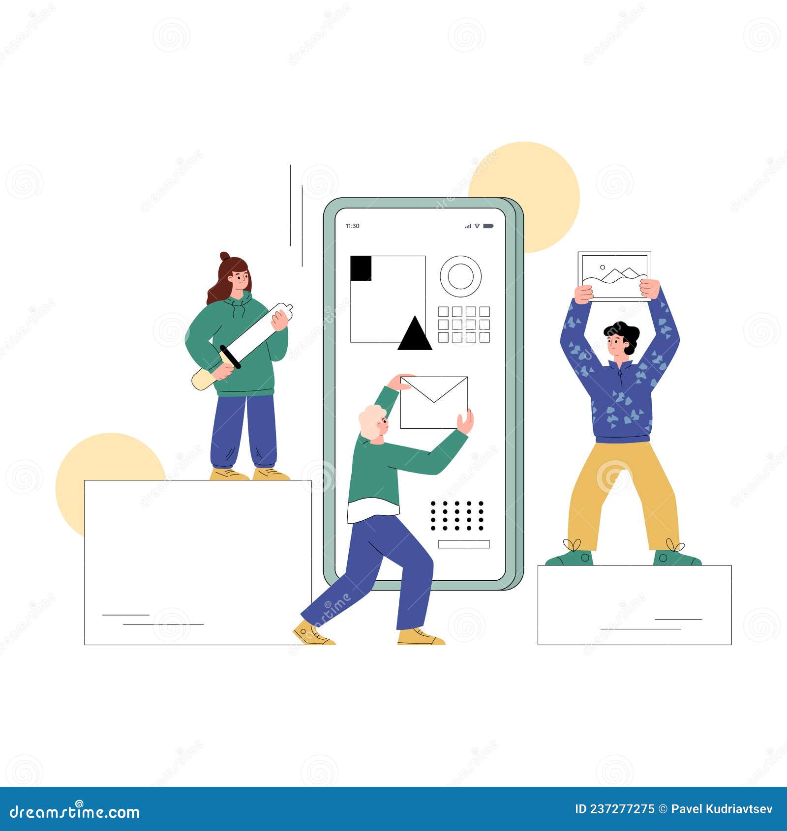 Gui Designers Working on Mobile App Interface Flat Vector Illustration ...