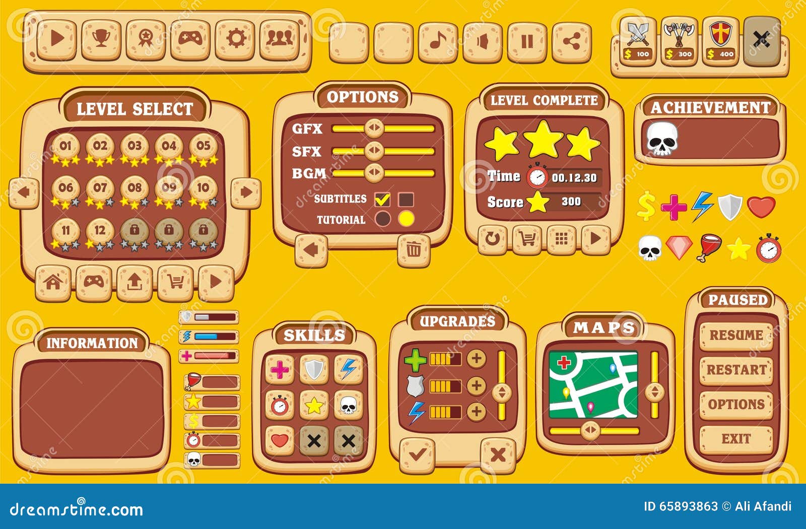GUI 28 do jogo ilustração do vetor. Ilustração de completo - 65893863