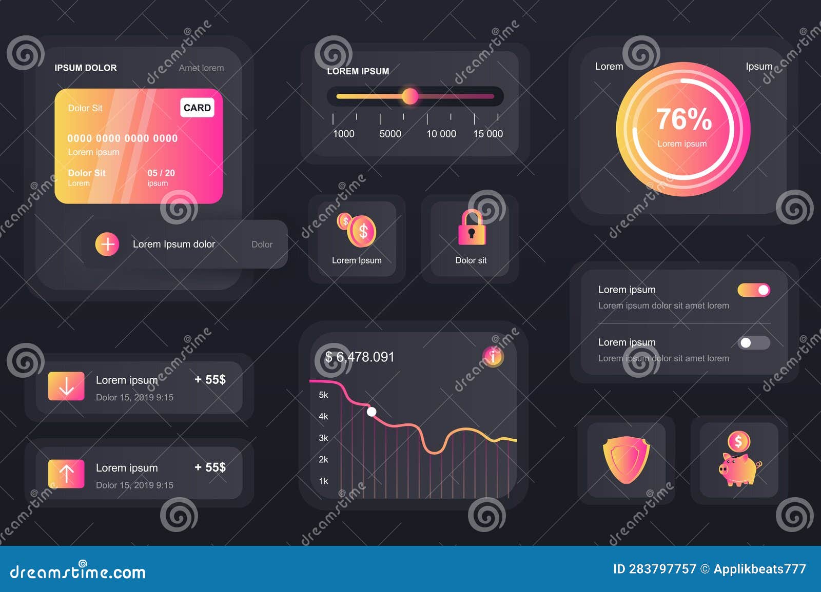 GUI Elements for Banking Mobile App. Financial Analytics of Bank ...