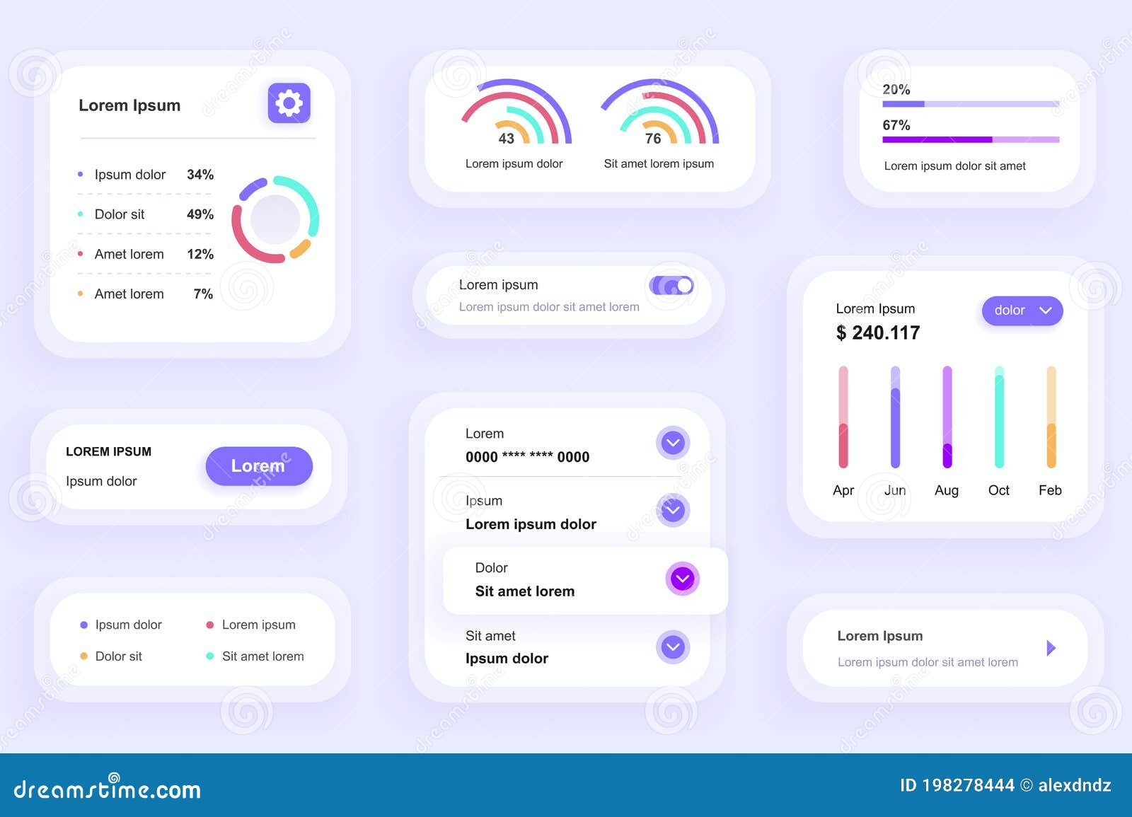 GUI Elements for Business Analytics Mobile App Stock Illustration ...