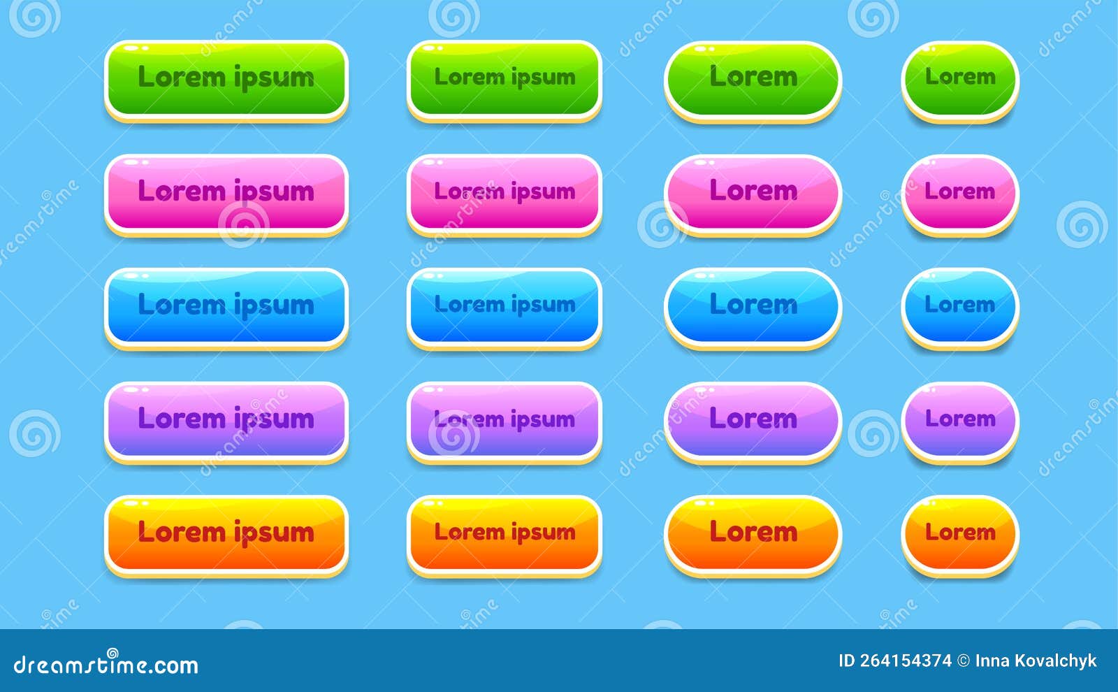Gui Kit Casual Assets For A Game Mobile Phone A Set Of Buttons For The Game Interface Vector