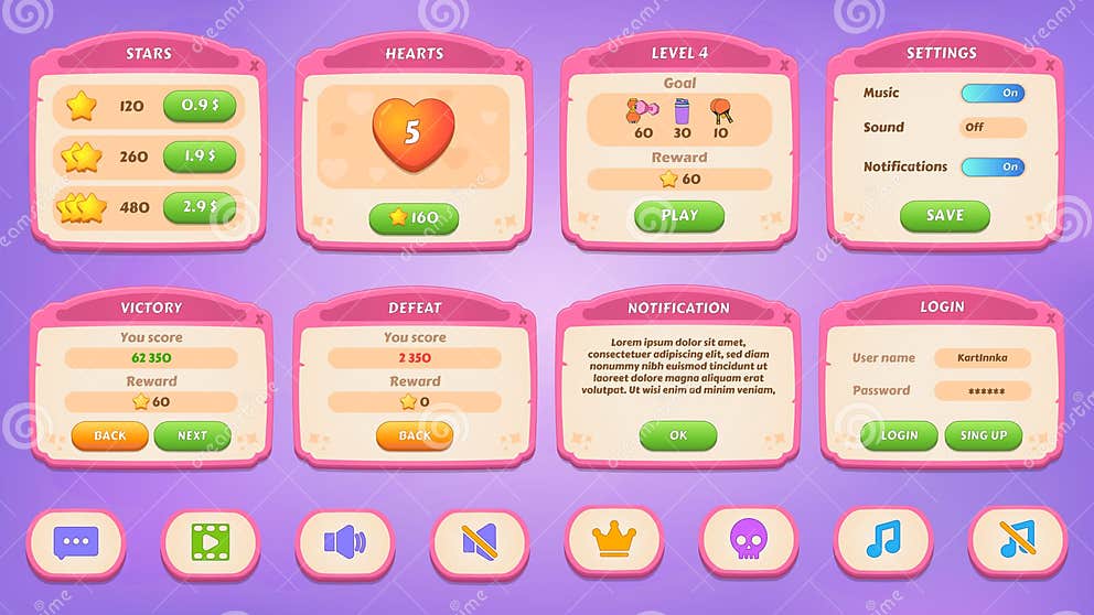 Gui Kit Casual Assets For A Game Mobile A Set Of User Interface