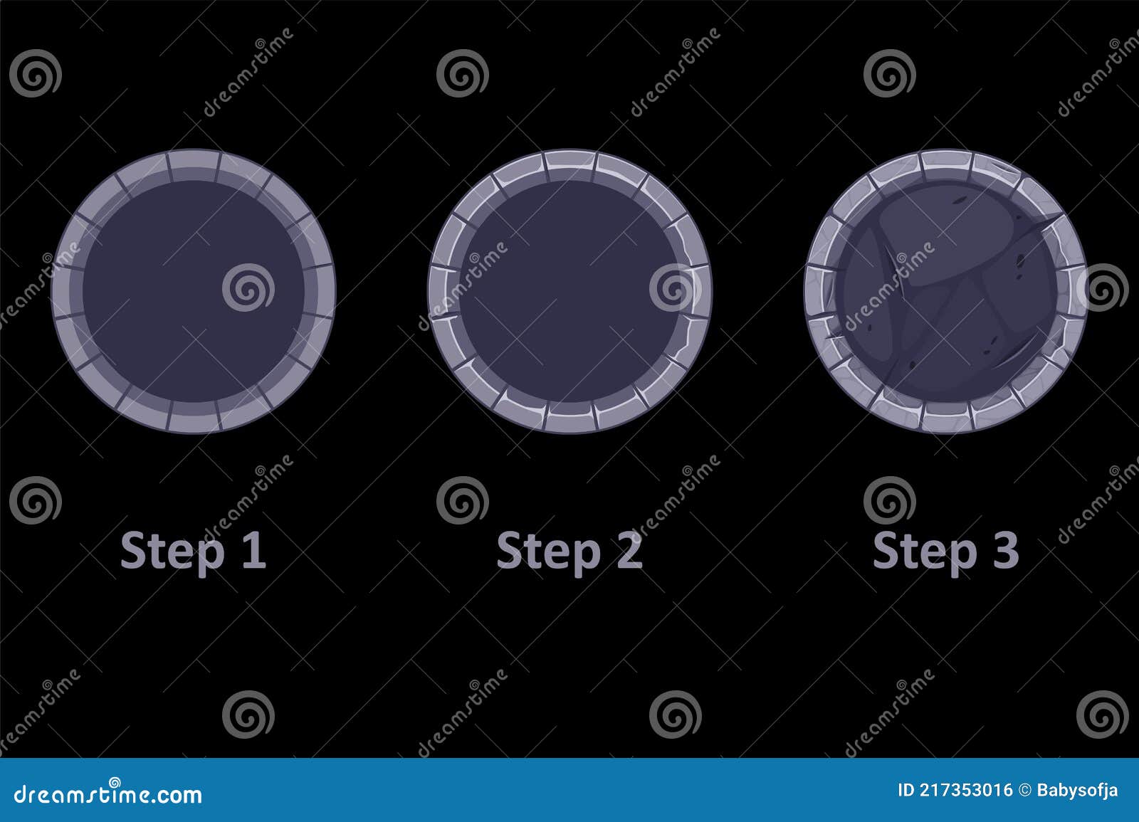 Gui Stone Border For App Icon, 3 Steps Drawing Gray Frames For Game ...
