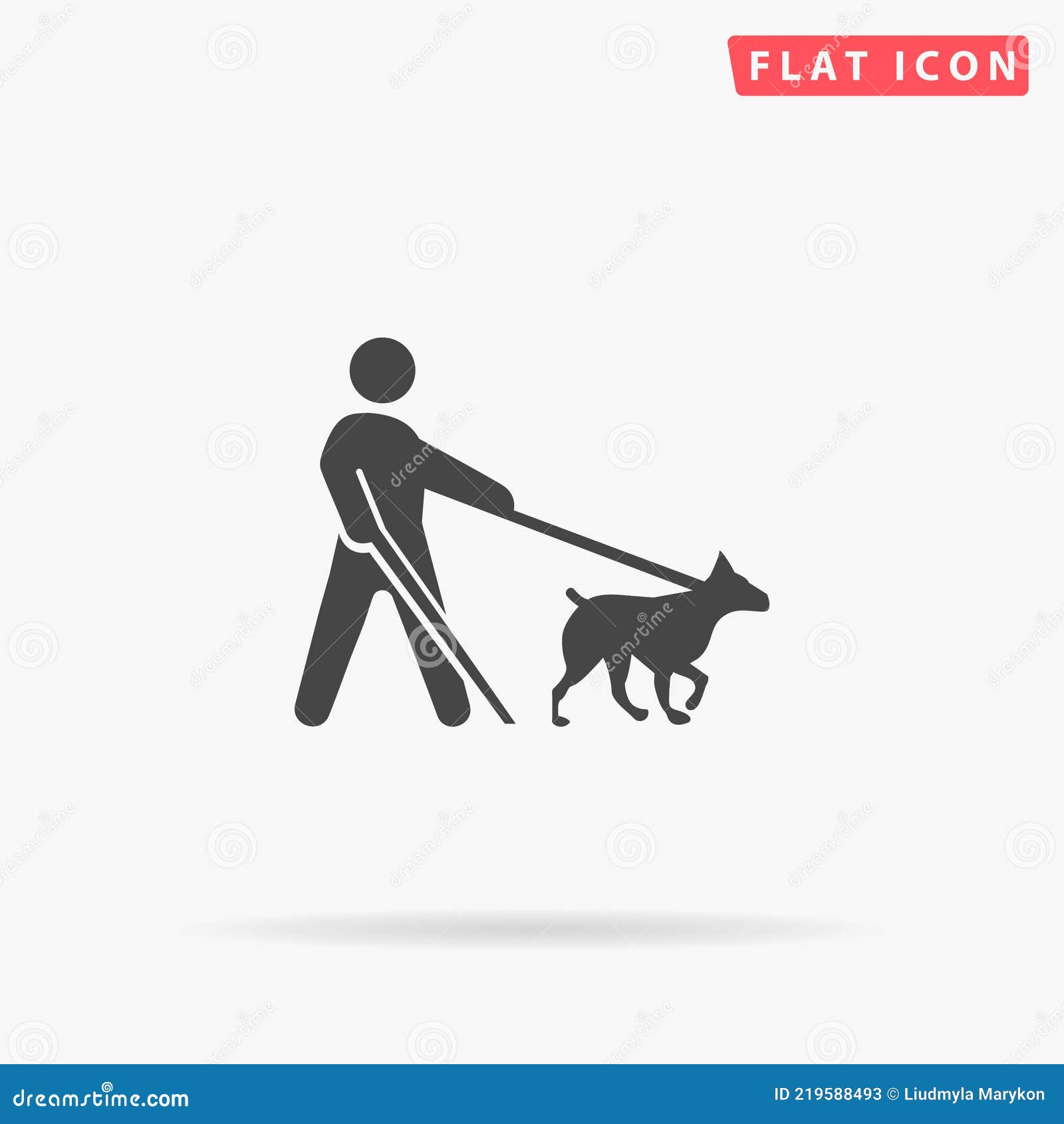 Guide Dog Flat Vector Icon. Hand Drawn Style Design Illustrations Stock ...