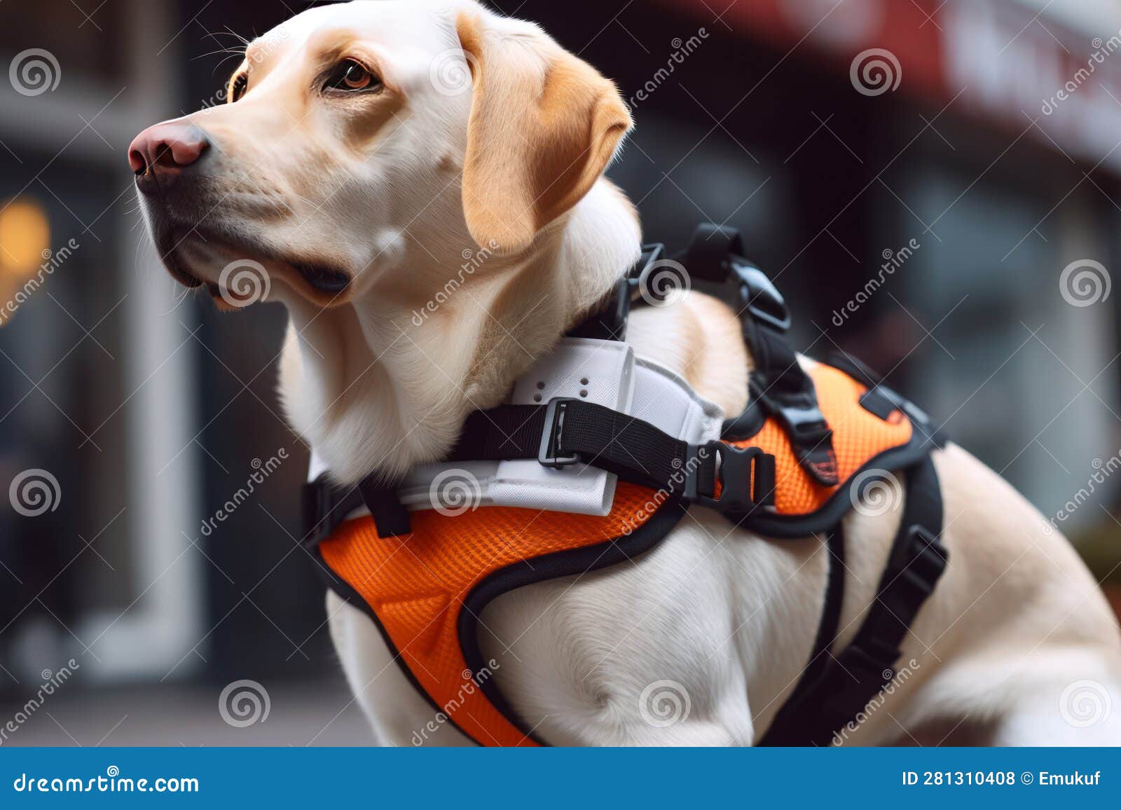 Guide Dog Labrador in Yellow Harness Generative Ai Stock Illustration ...