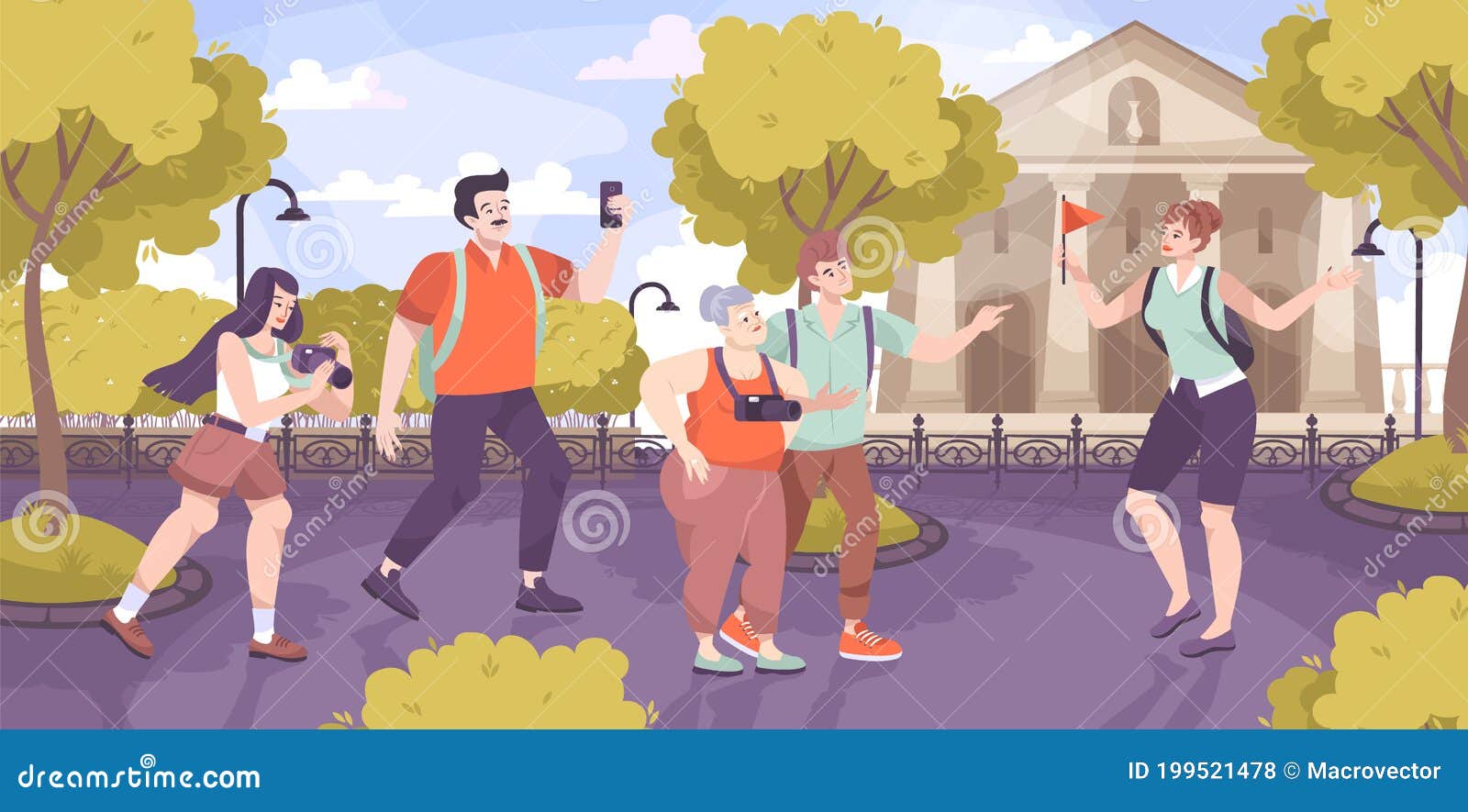 Guide Excursion Flat Composition Stock Vector - Illustration of graphic ...