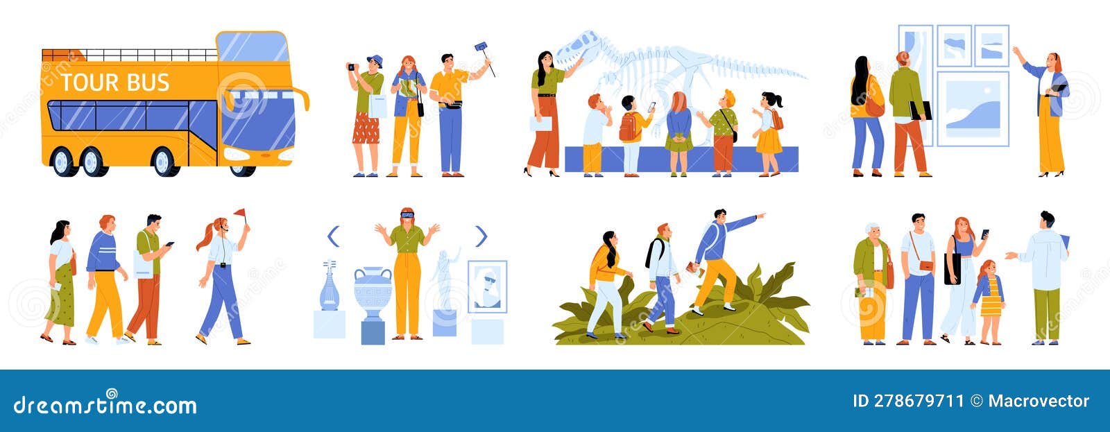 Guide and Excursion Set stock vector. Illustration of object - 278679711