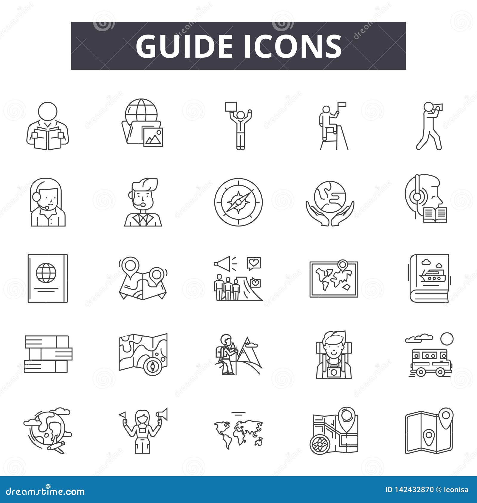 Guide Line Icons for Web and Mobile Design. Editable Stroke Signs ...