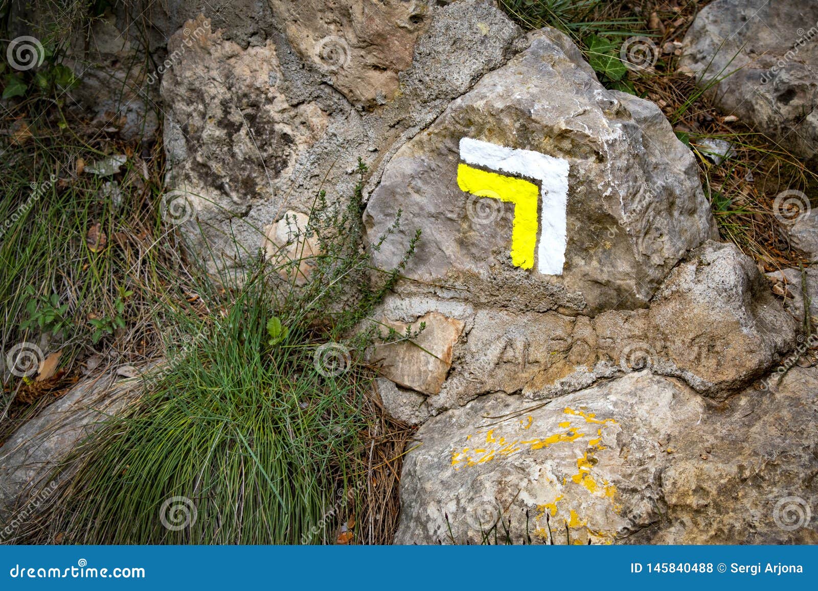 Guide Mark for Hiking or Mountain Walks Stock Photo - Image of journey ...
