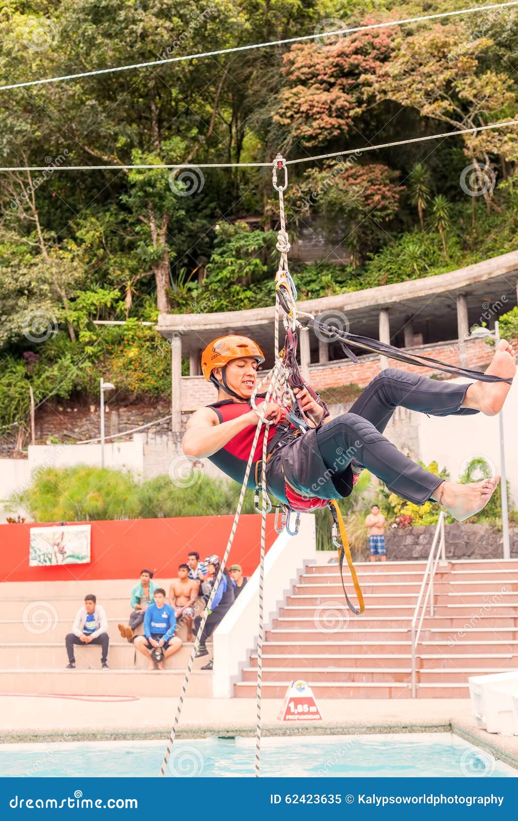 Guide Performs a Rope Climbing Exercise Editorial Image - Image of ...