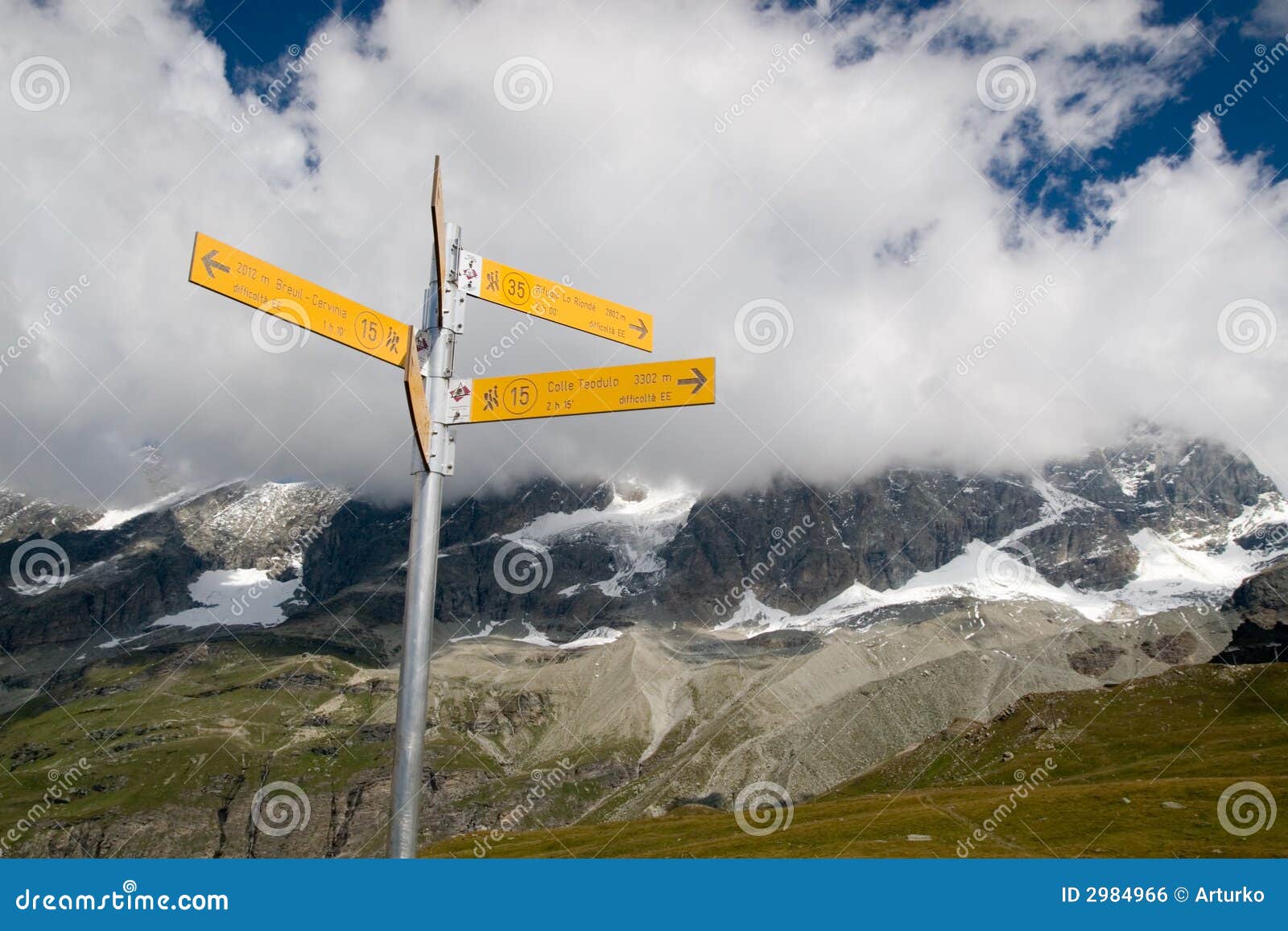 Guide-post stock photo. Image of mountain, matterhorn - 2984966
