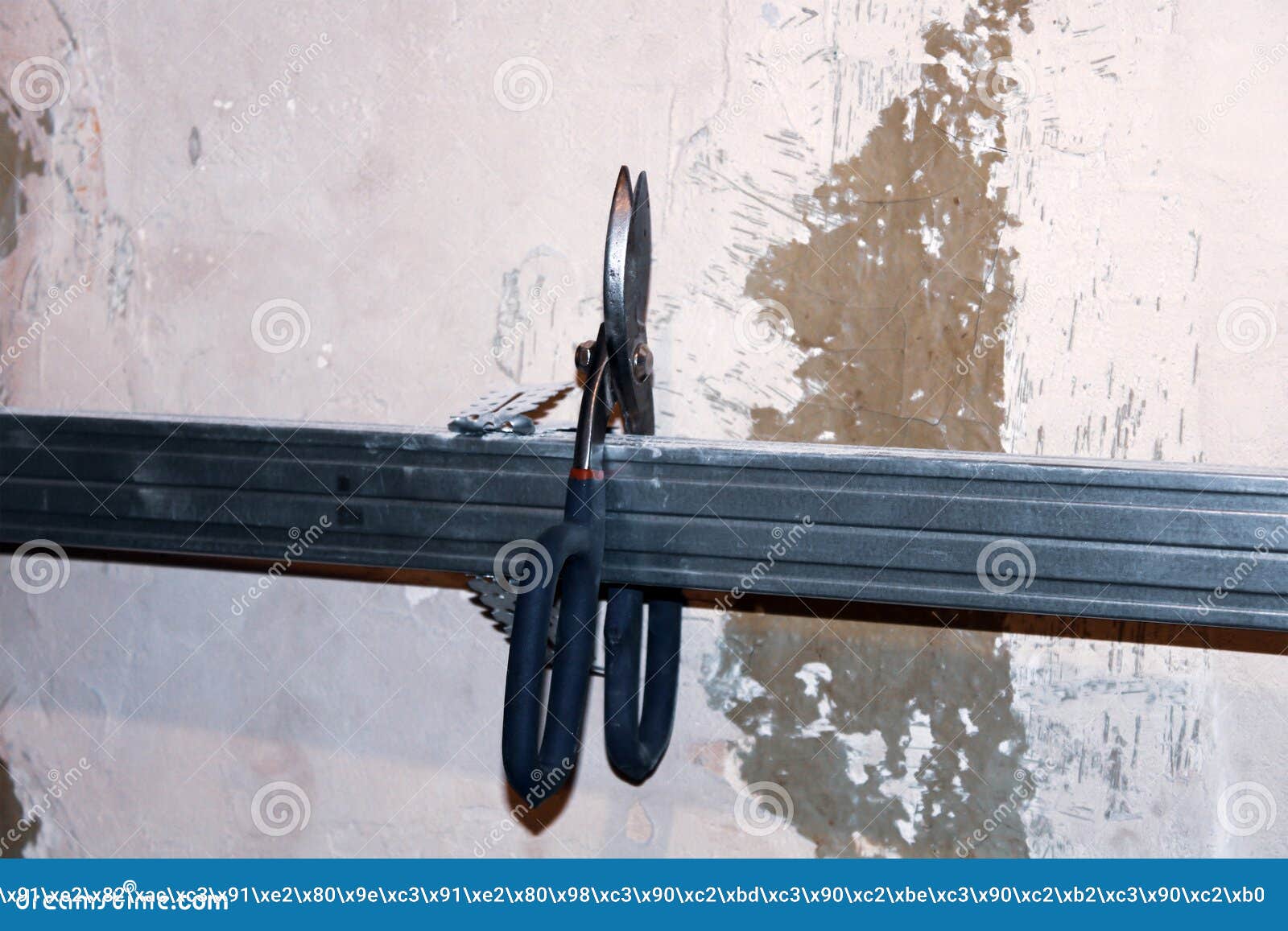 The Guide Profile on Which the Construction Scissors Hang. Stock Photo ...