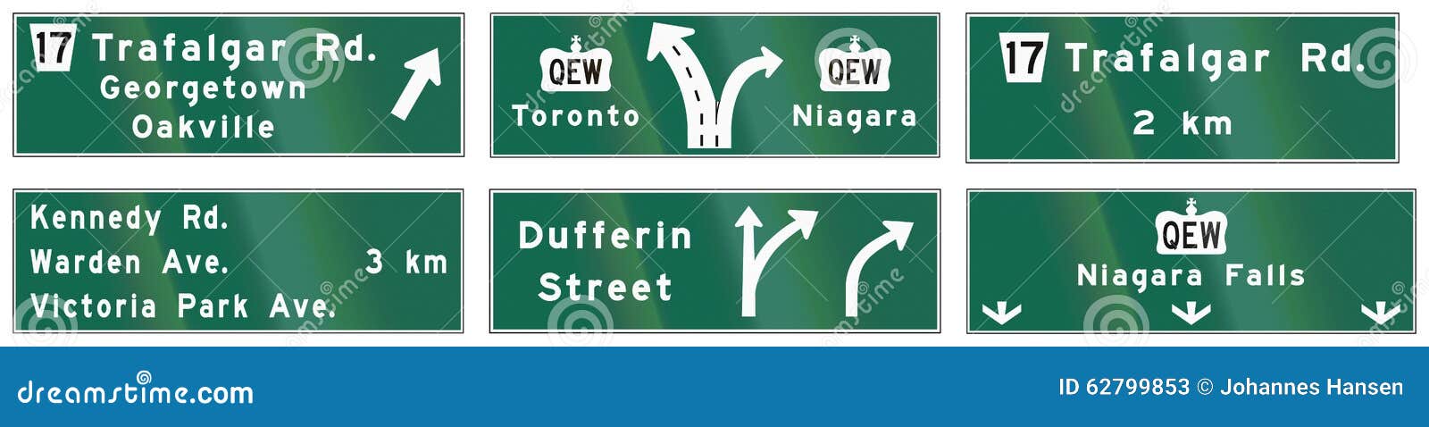 Guide Road Signs in Ontario - Canada Stock Illustration - Illustration ...