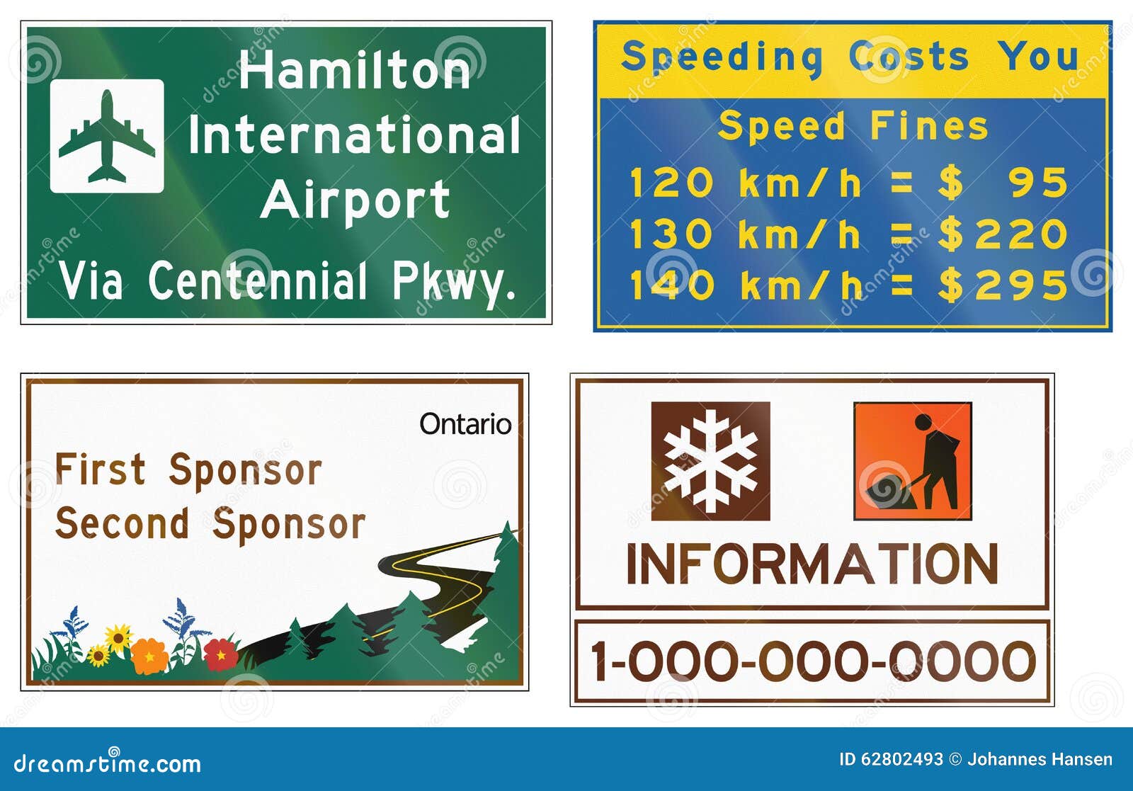Guide Road Signs in Ontario - Canada Stock Illustration - Illustration ...