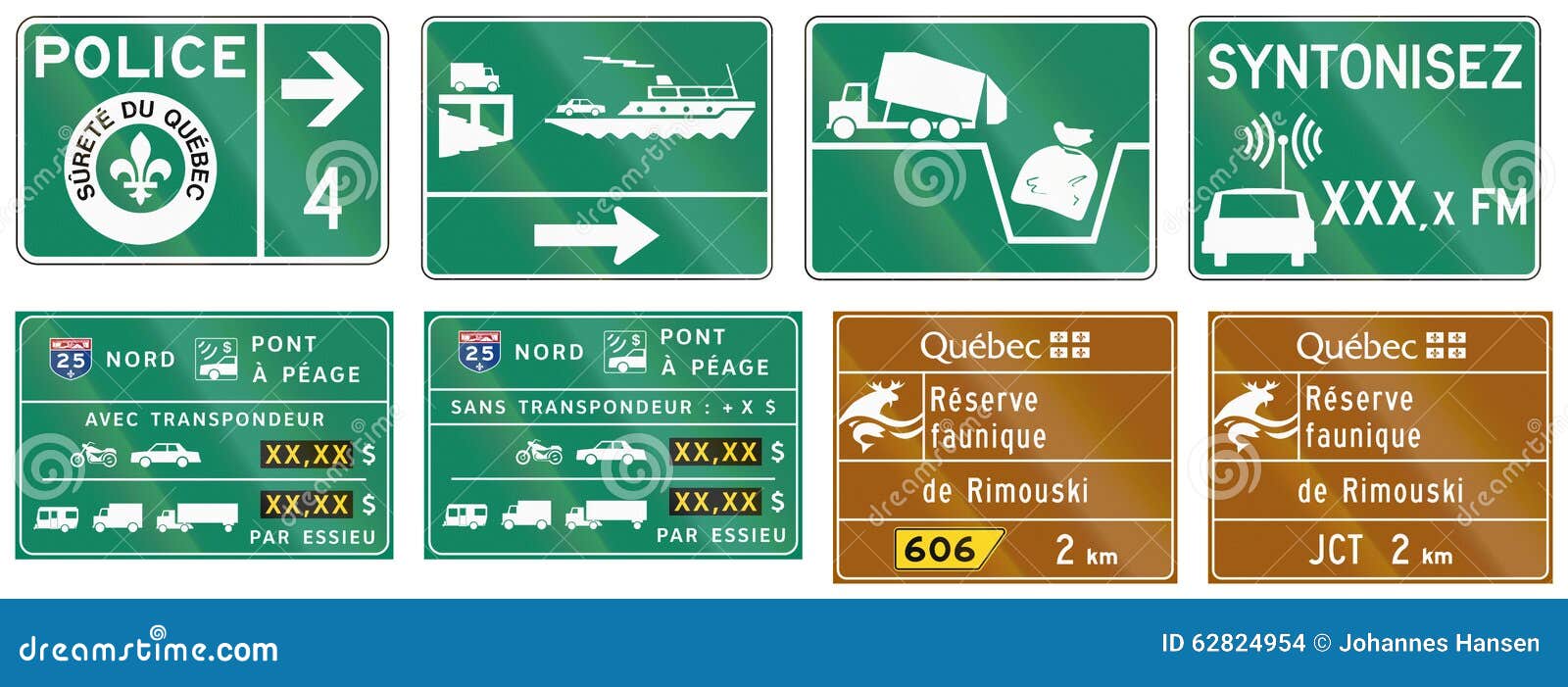 Guide Road Signs in Quebec - Canada Stock Illustration - Illustration ...