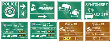 Guide Road Signs in Quebec - Canada Stock Illustration - Illustration ...