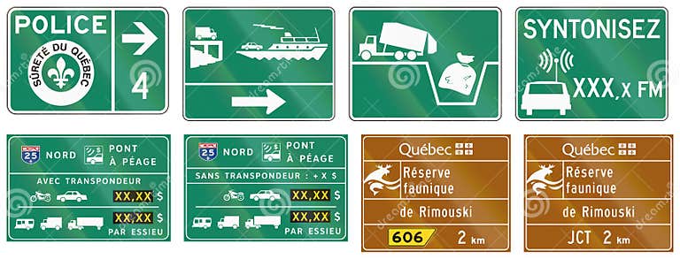 Guide Road Signs in Quebec - Canada Stock Illustration - Illustration ...