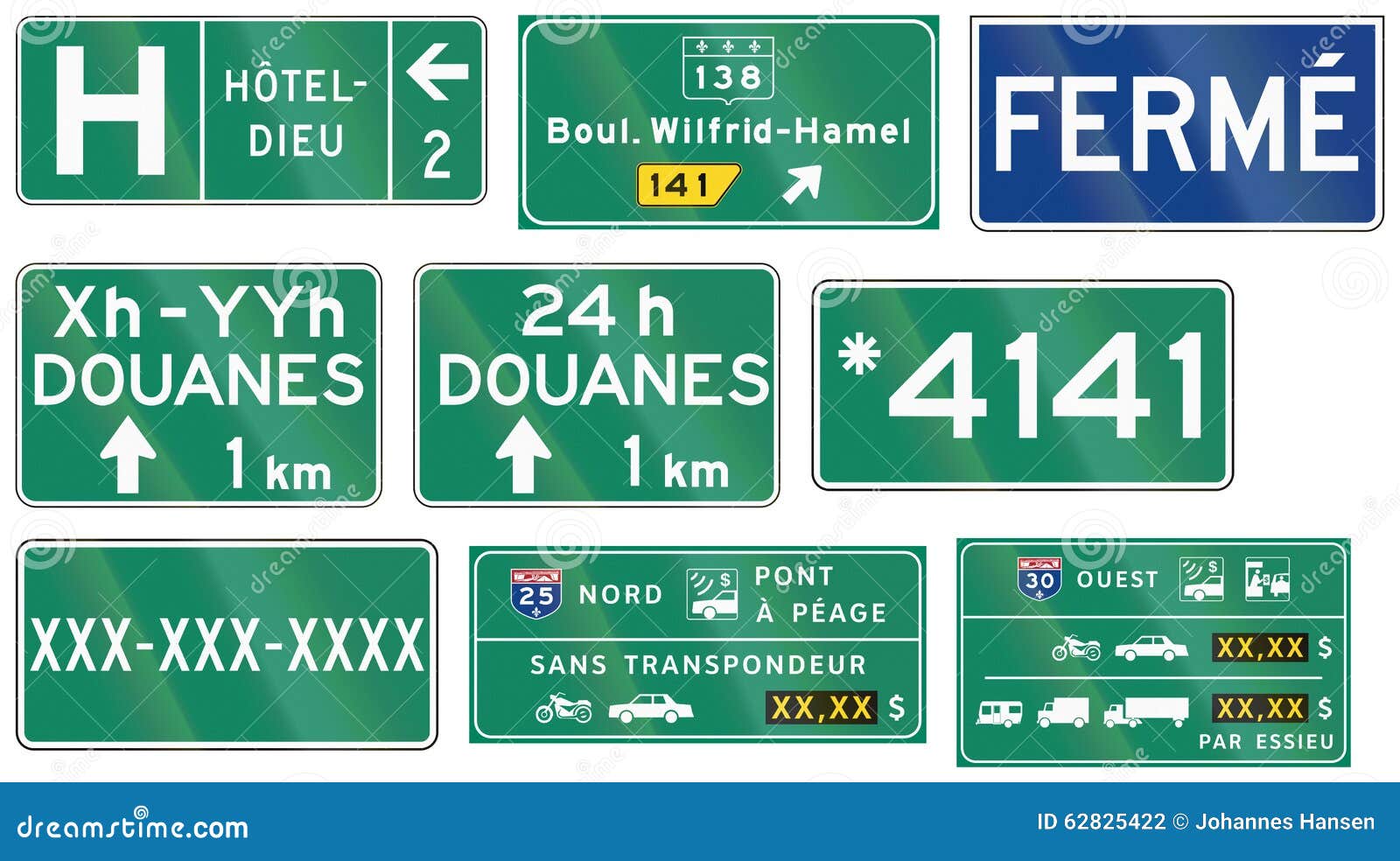 Guide Road Signs in Quebec - Canada Stock Illustration - Illustration ...