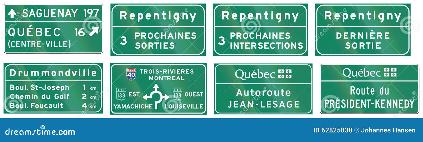 Guide Road Signs in Quebec - Canada Stock Illustration - Illustration ...