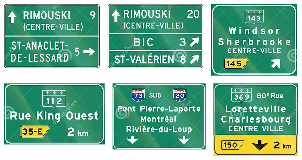Guide Road Signs in Quebec - Canada Stock Illustration - Illustration ...