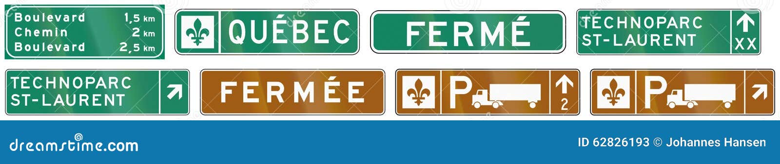 Guide Road Signs in Quebec - Canada Stock Illustration - Illustration ...