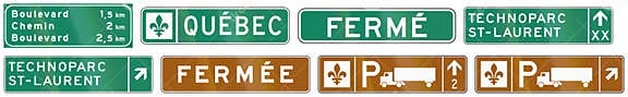 Guide Road Signs in Quebec - Canada Stock Illustration - Illustration ...