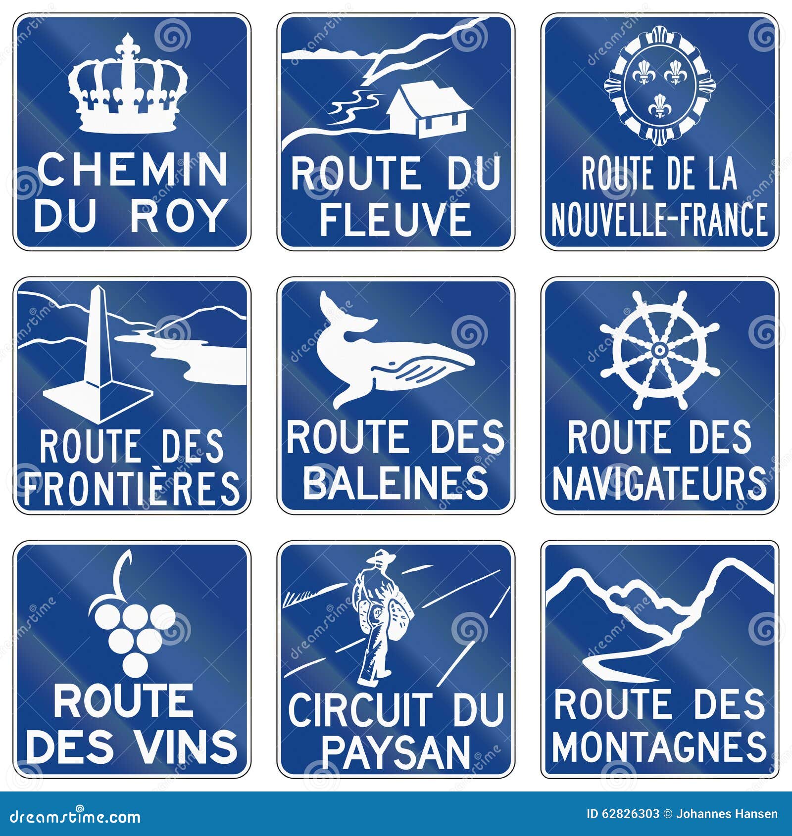 Guide Road Signs In Quebec - Canada Stock Illustration - Image: 62826303