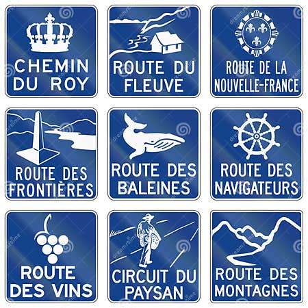 Guide Road Signs in Quebec - Canada Stock Illustration - Illustration ...