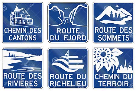 Guide Road Signs in Quebec - Canada Stock Illustration - Illustration ...