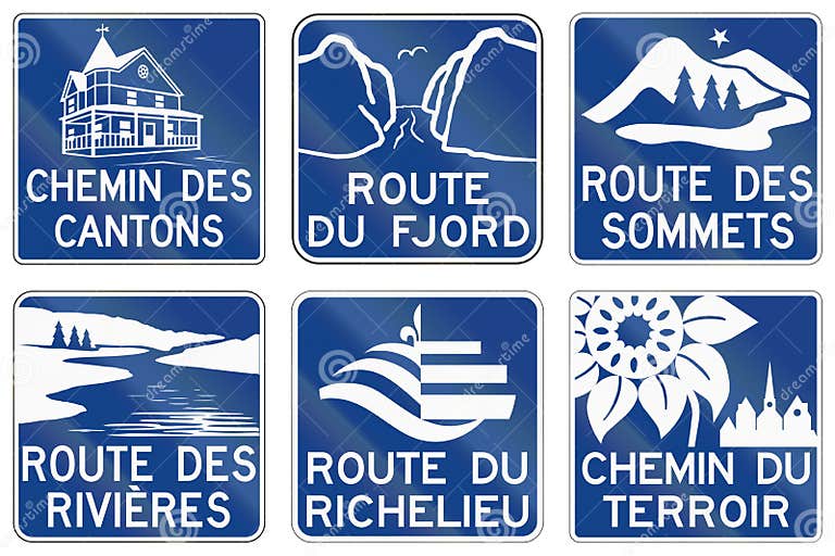 Guide Road Signs in Quebec - Canada Stock Illustration - Illustration ...