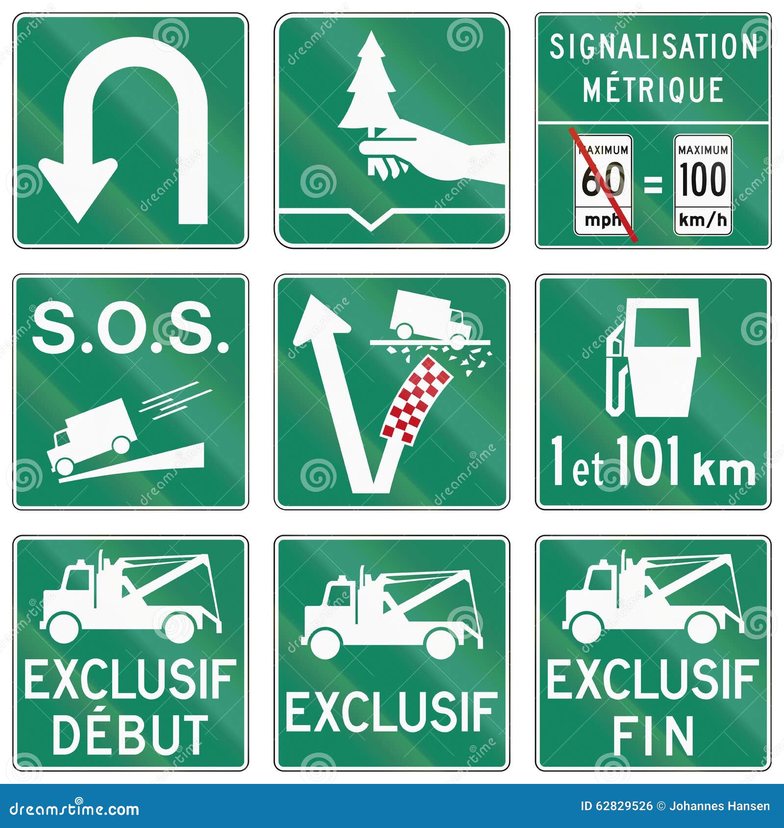 Guide Road Signs In Quebec - Canada Stock Illustration - Image: 62829526