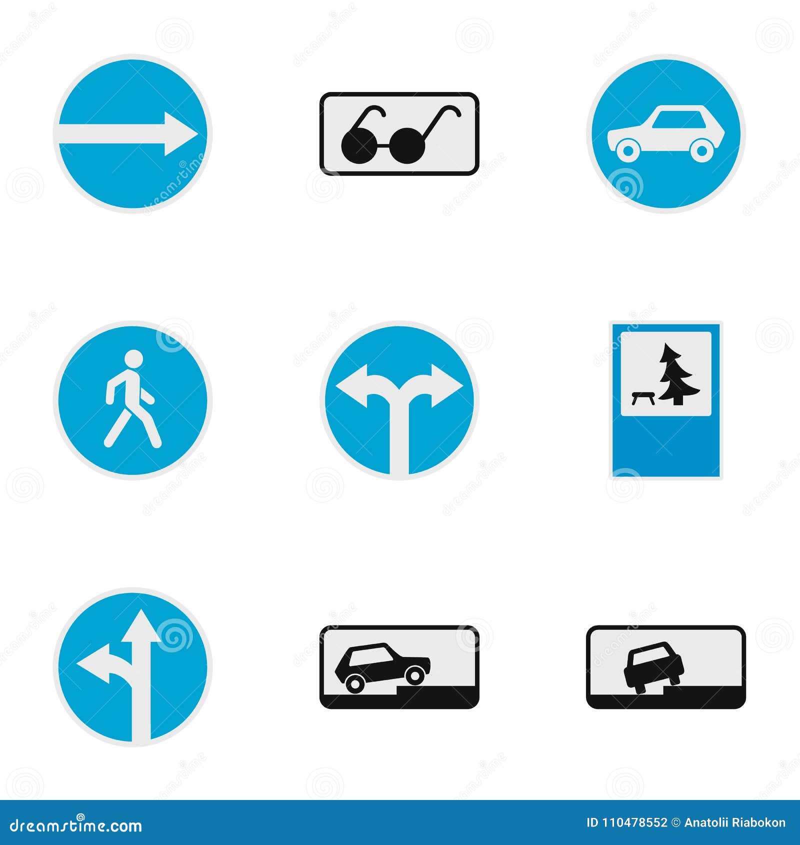 Guide Sign Icons Set, Flat Style Stock Vector - Illustration of ...