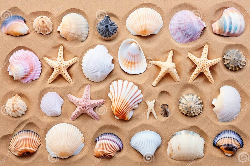 Guide To Identifying Different Types of Sea Shells on a Sandy Surface ...