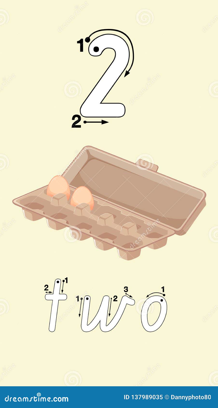 Guide to write number two stock vector. Illustration of mathematics ...
