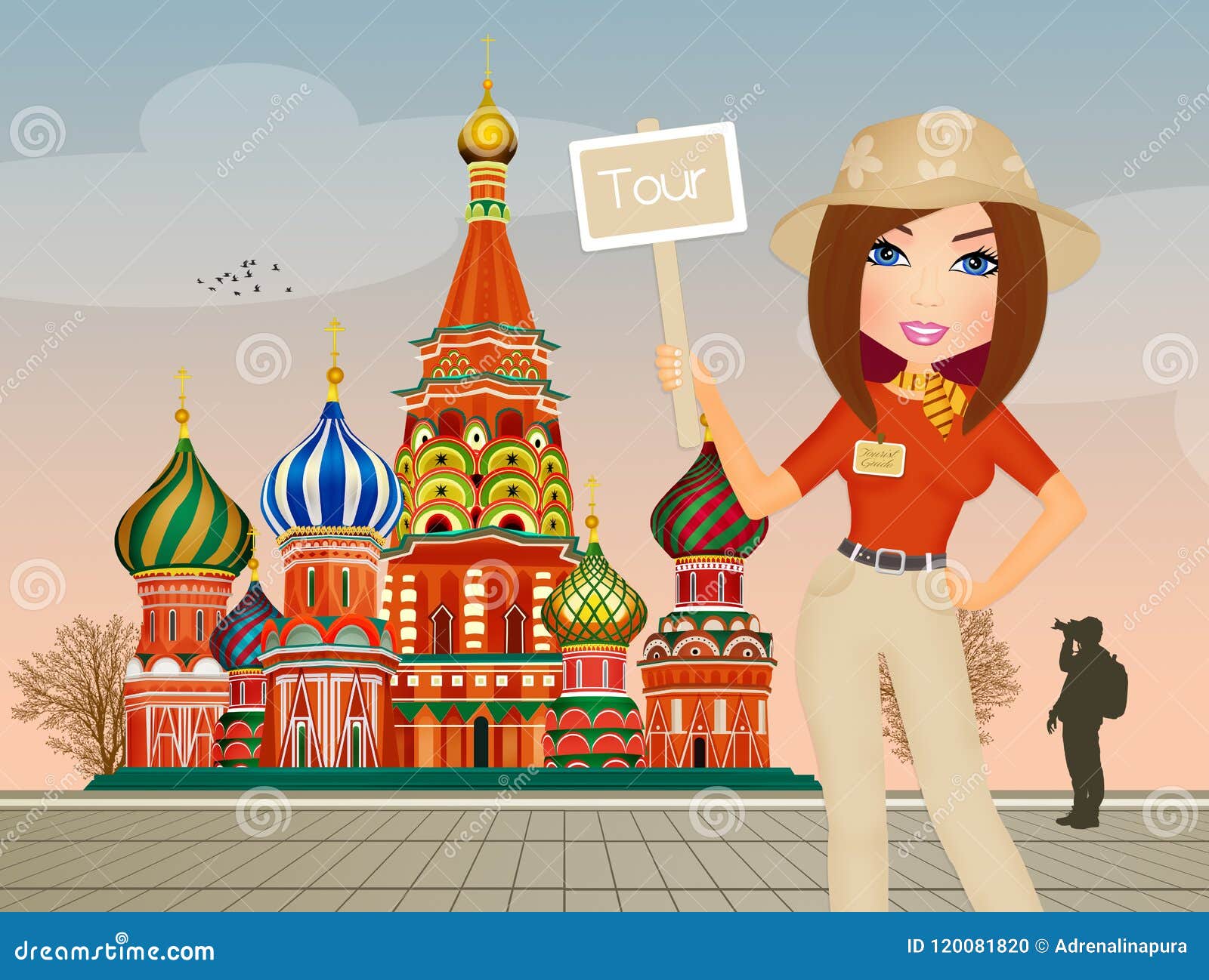 Guide tour in Russia stock illustration. Illustration of guide - 120081820