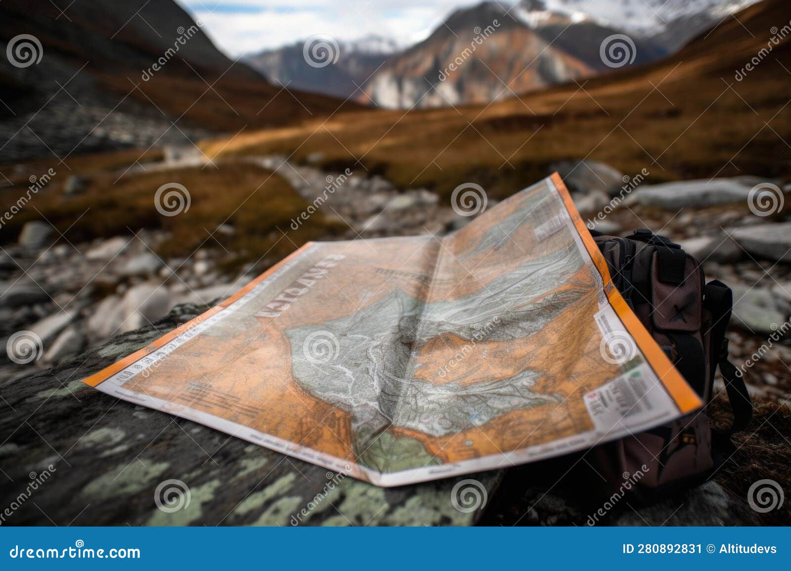 Guidebook with Map and List of Trail Markers, during Hiking Trip in the ...