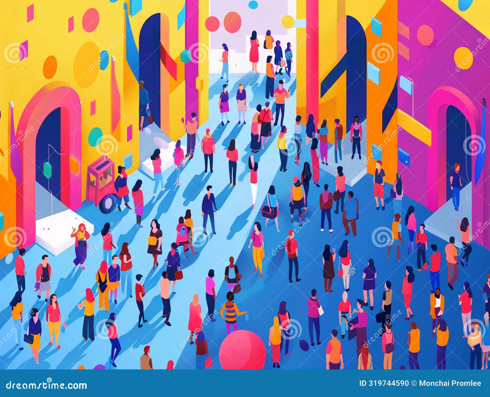 Guided Engaging Activity Flat Design Top View Interactive Theme Cartoon ...