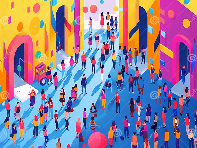 Guided Engaging Activity Flat Design Top View Interactive Theme Cartoon ...