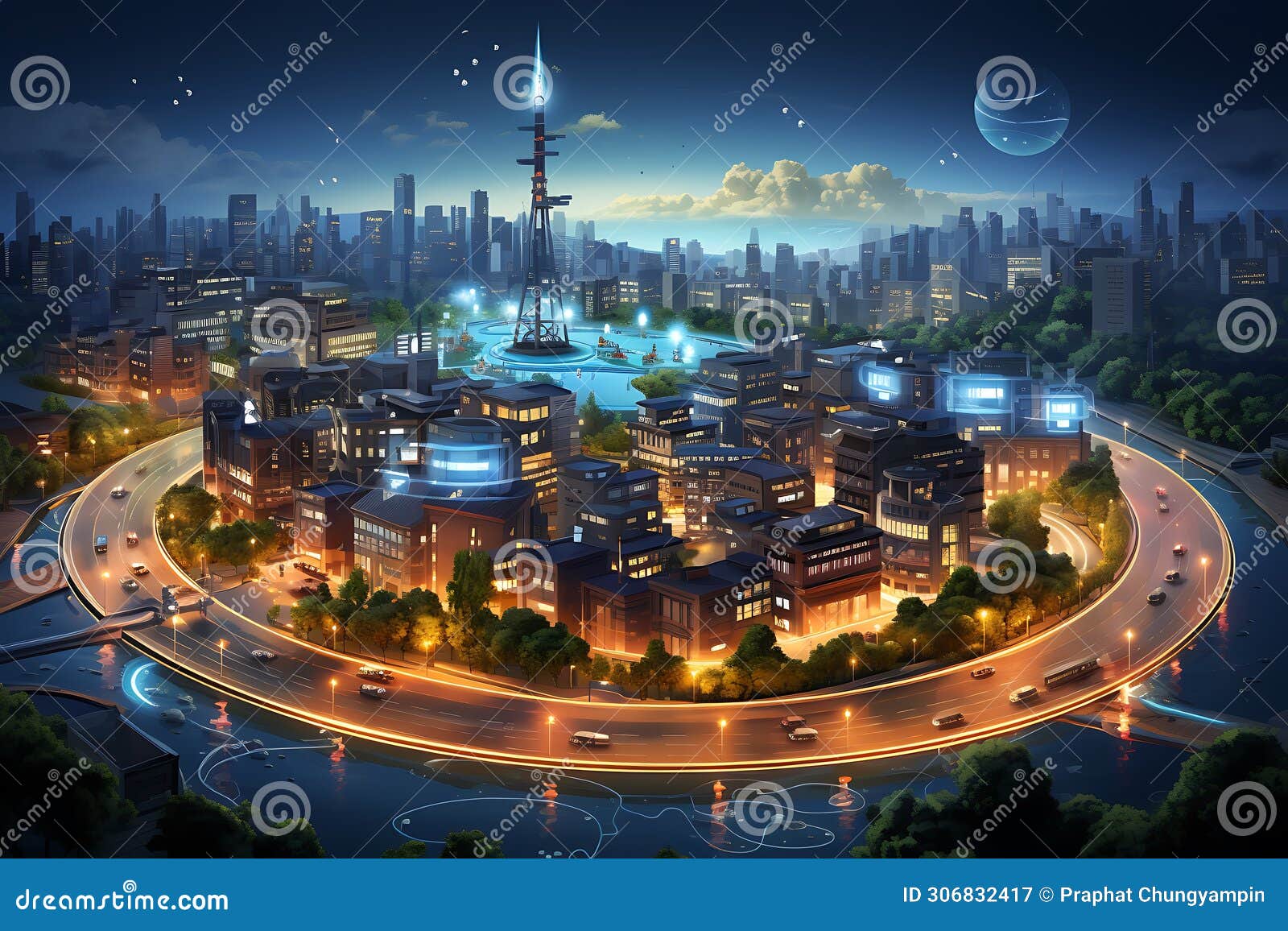Interactive Urban Landscape with Advanced Connectivity Features Stock ...