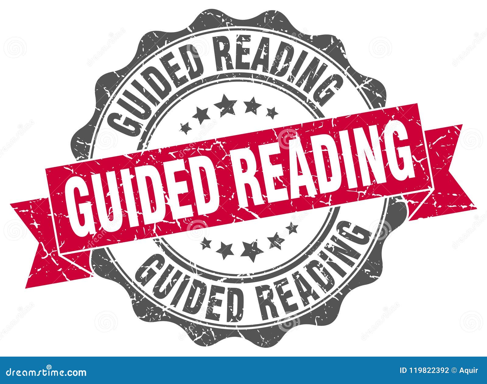 Guided reading seal. stamp stock vector. Illustration of label - 119822392
