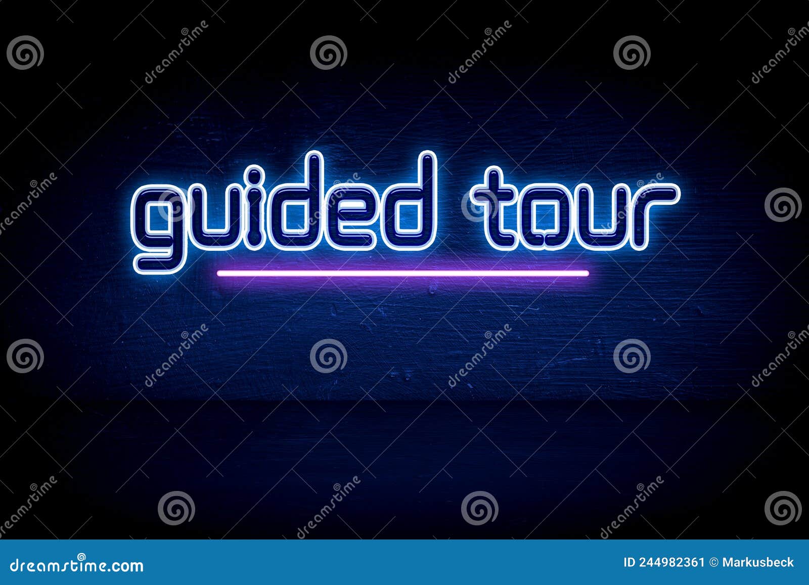 Guided Tour - Blue Neon Announcement Signboard Stock Image - Image of ...