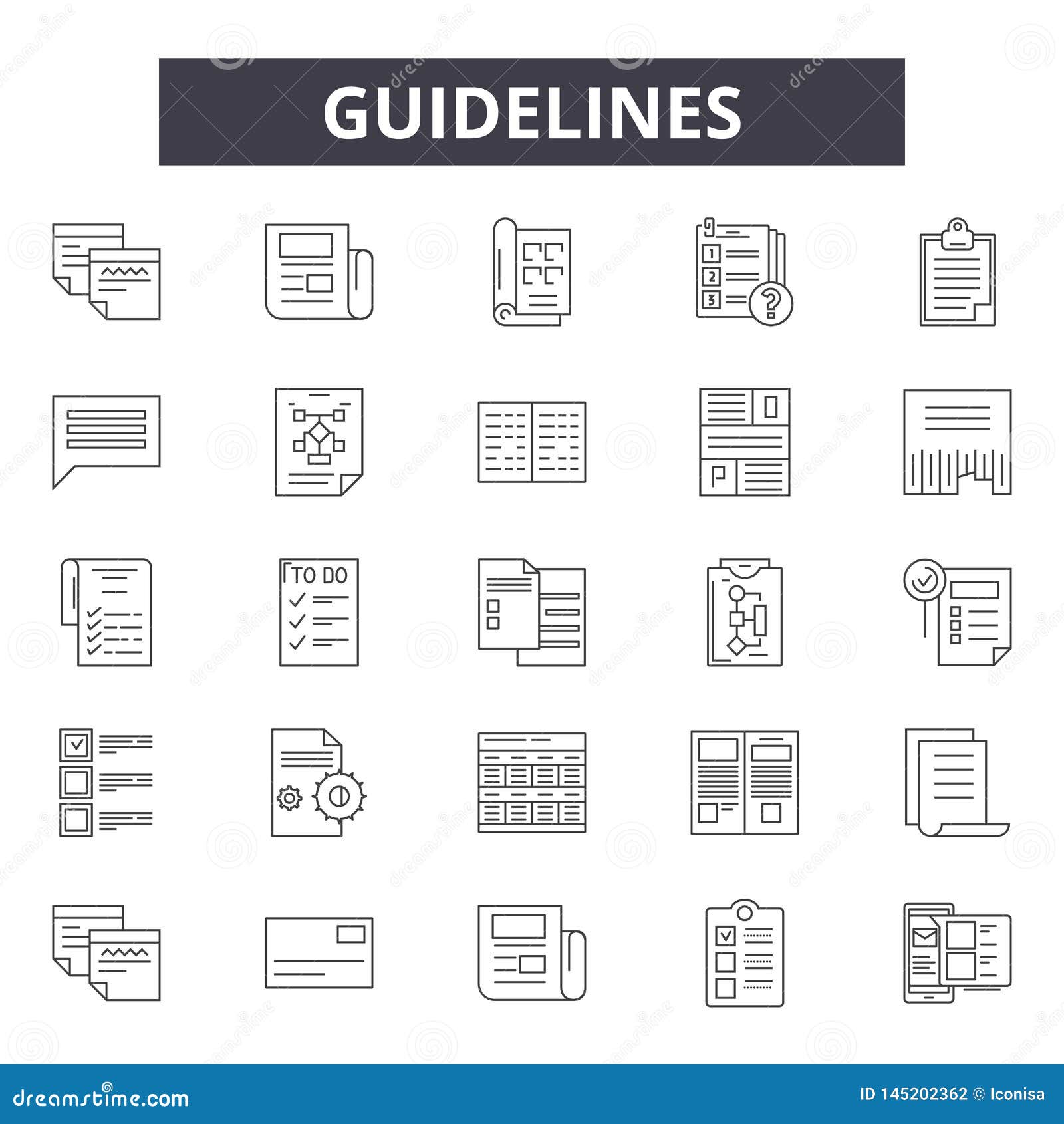 Guidelines Line Icons, Signs, Vector Set, Outline Illustration Concept ...