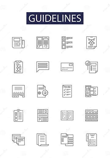 Guidelines Line Vector Icons and Signs. Rule, Procedure, Protocol, Code ...