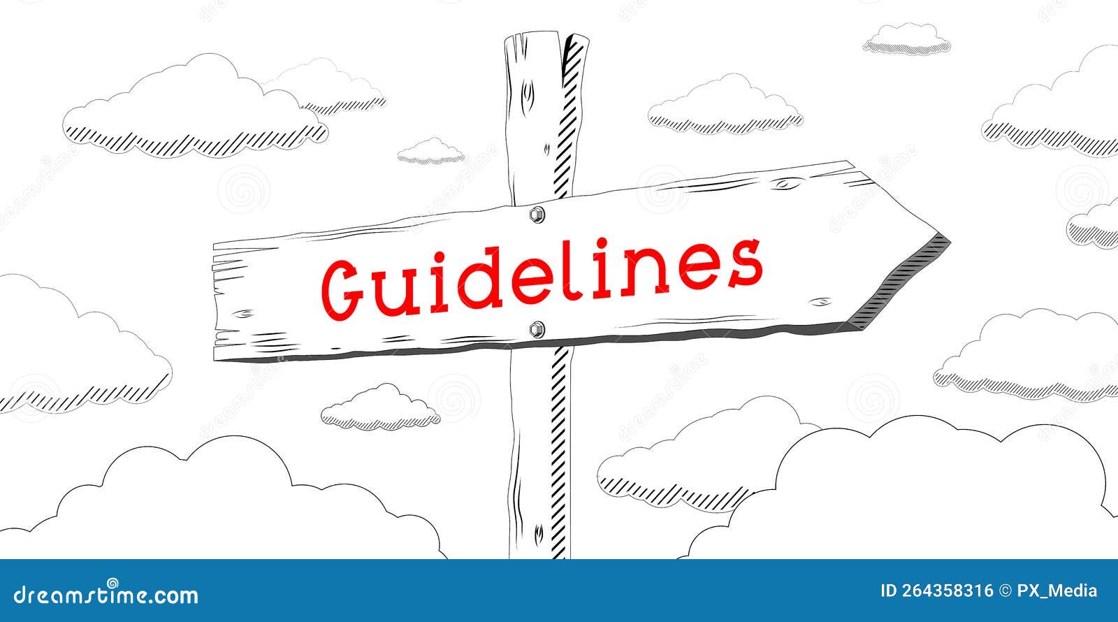Guidelines - Outline Signpost with One Arrow Stock Illustration ...
